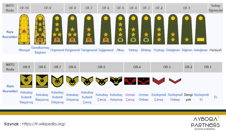 Türk Silahlı Kuvvetleri TSK Askeri Rütbeler 2024